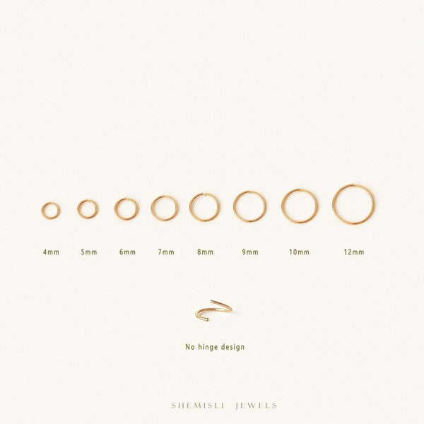 14k Rose Gold Filled Thin Hoops Rings for Ear, Nose Piercings, No Hinge ...