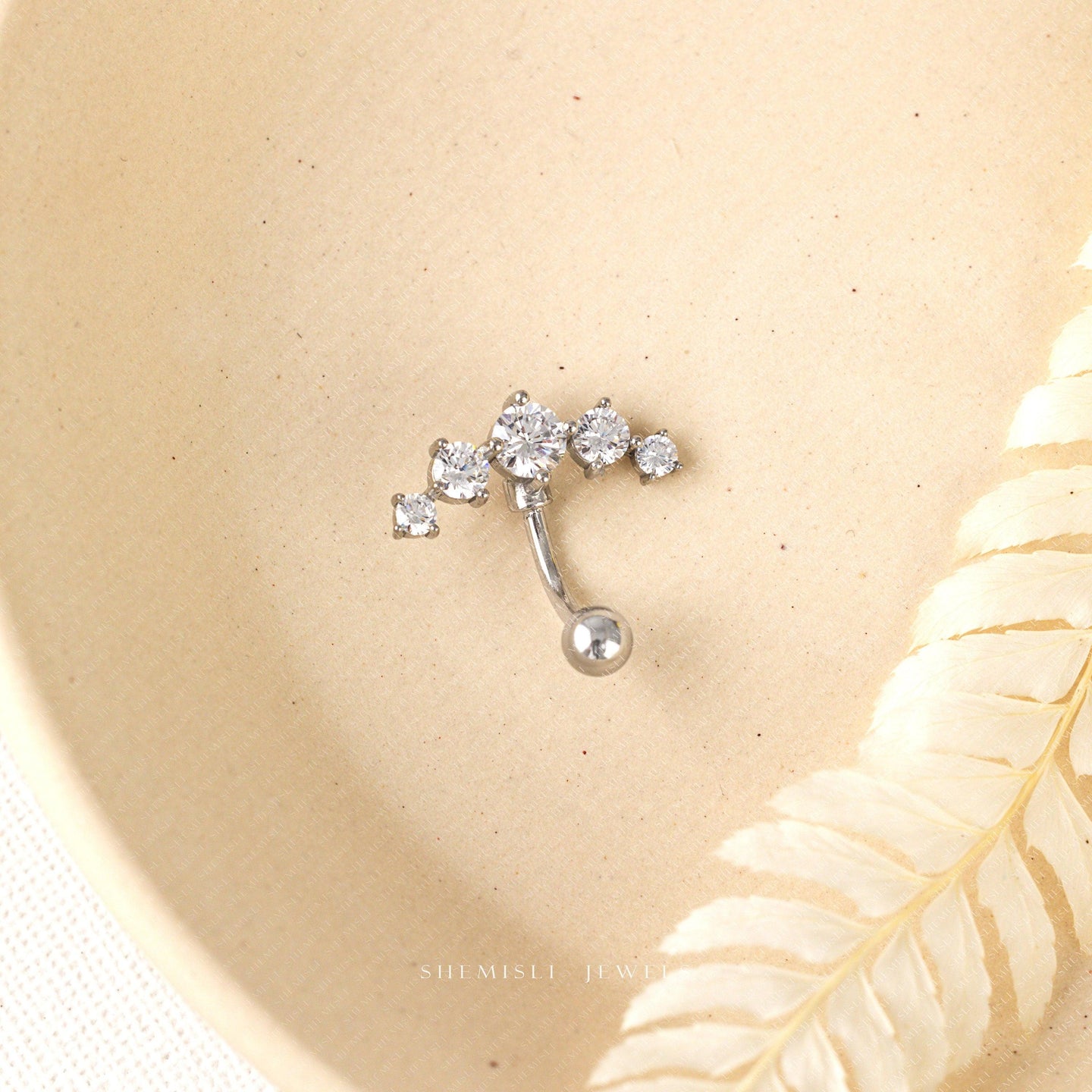 Stone Belly Button Curved Navel Bar, 14ga, Surgical Steel SHEMISLI - S ...