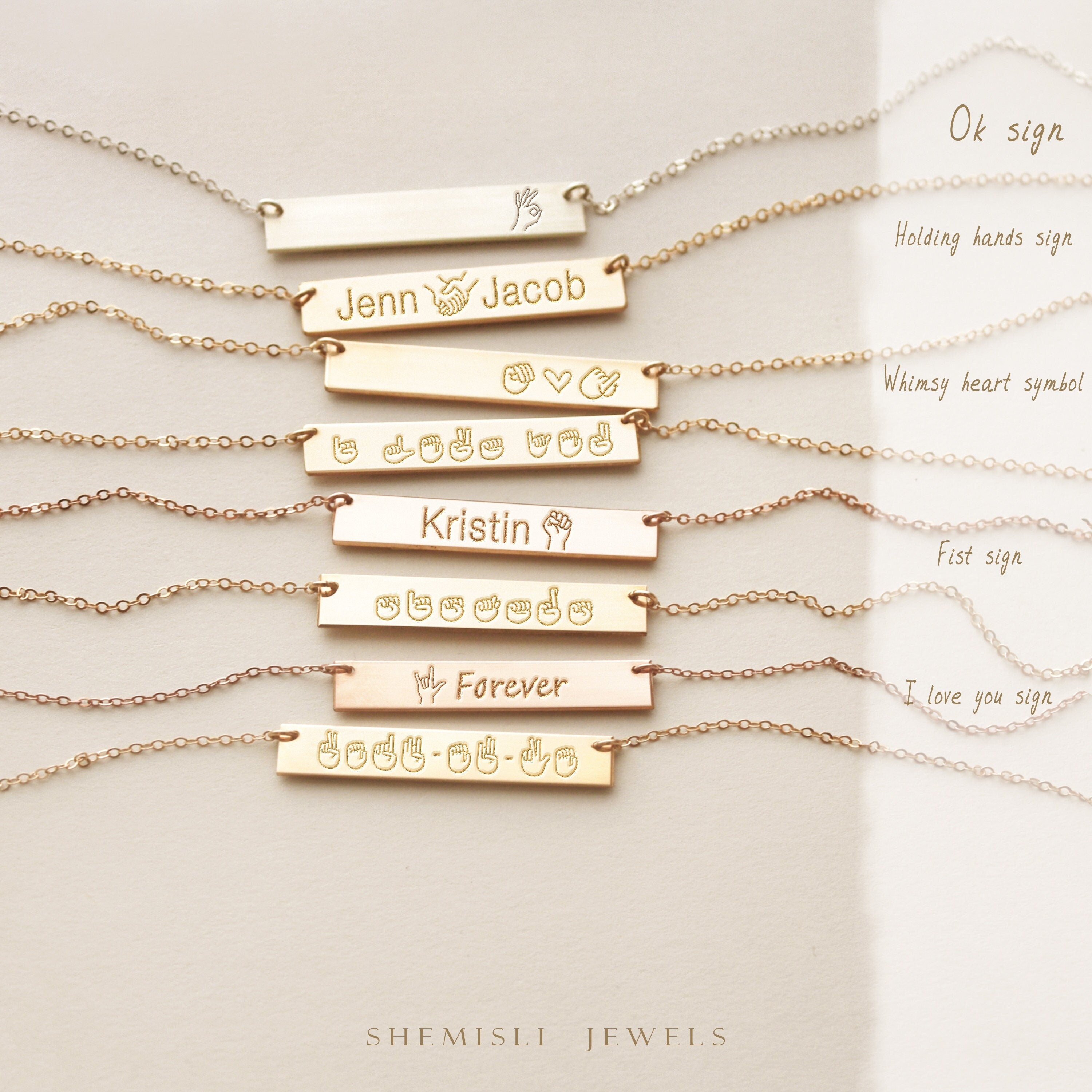 Sign Language Name Necklace, Hand Gesture Jewelry, Cool Gifts For Best ...