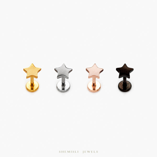 Star Stud, Threadless Flat Back Earring, Minimalist Style, A-SS567 ...