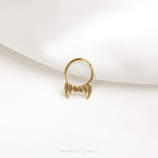 Vampire Fangs Septum Ring, Nose Ring, Hinged Clicker Hoop, 16ga 8mm or ...