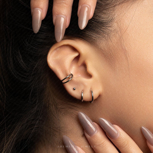 Split Double Conch Hoop Ring, 18,16ga, 8,10,12mm, Unisex, G23 Titanium ...