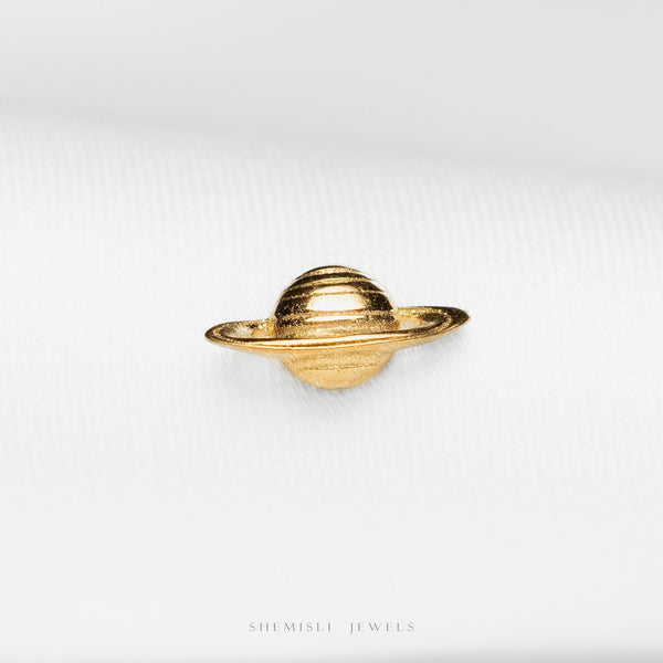 Tiny Saturn Planet Threadless Flat Back Earring, 20,18,16ga, 5-10mm ...