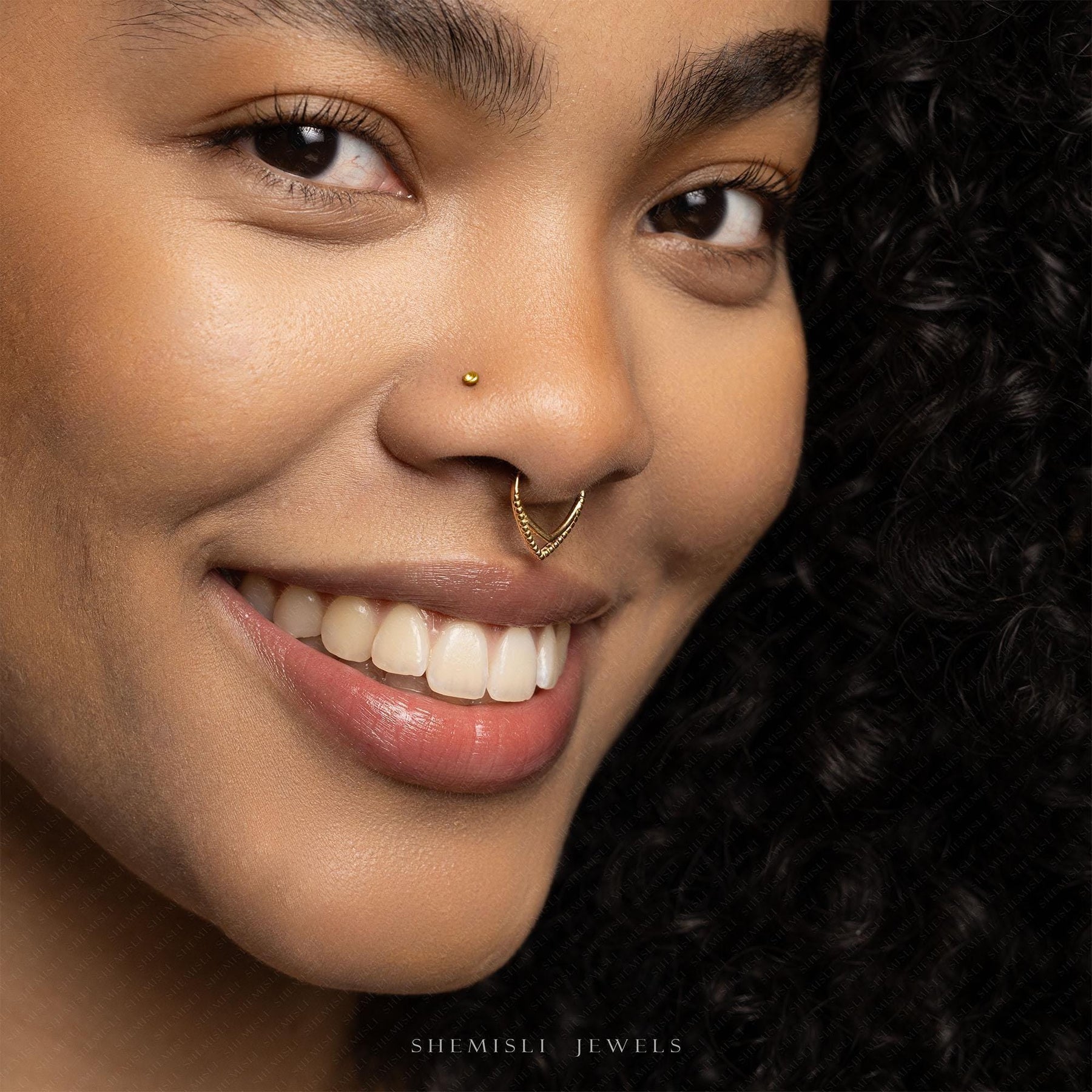 2-Layered Teardrop Nose Ring, Septum Hoop, Minimalist Style, A-SH700 ...