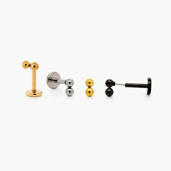 2 Beads Stud, Threadless Flat Back Earring, Minimalist Style, A-SS592 ...