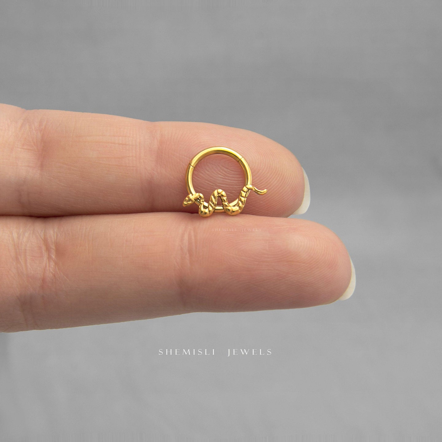 Snake Septum Ring, Serpent Daith Hoop, Hinged Clicker Hoop, 16ga 8mm or ...