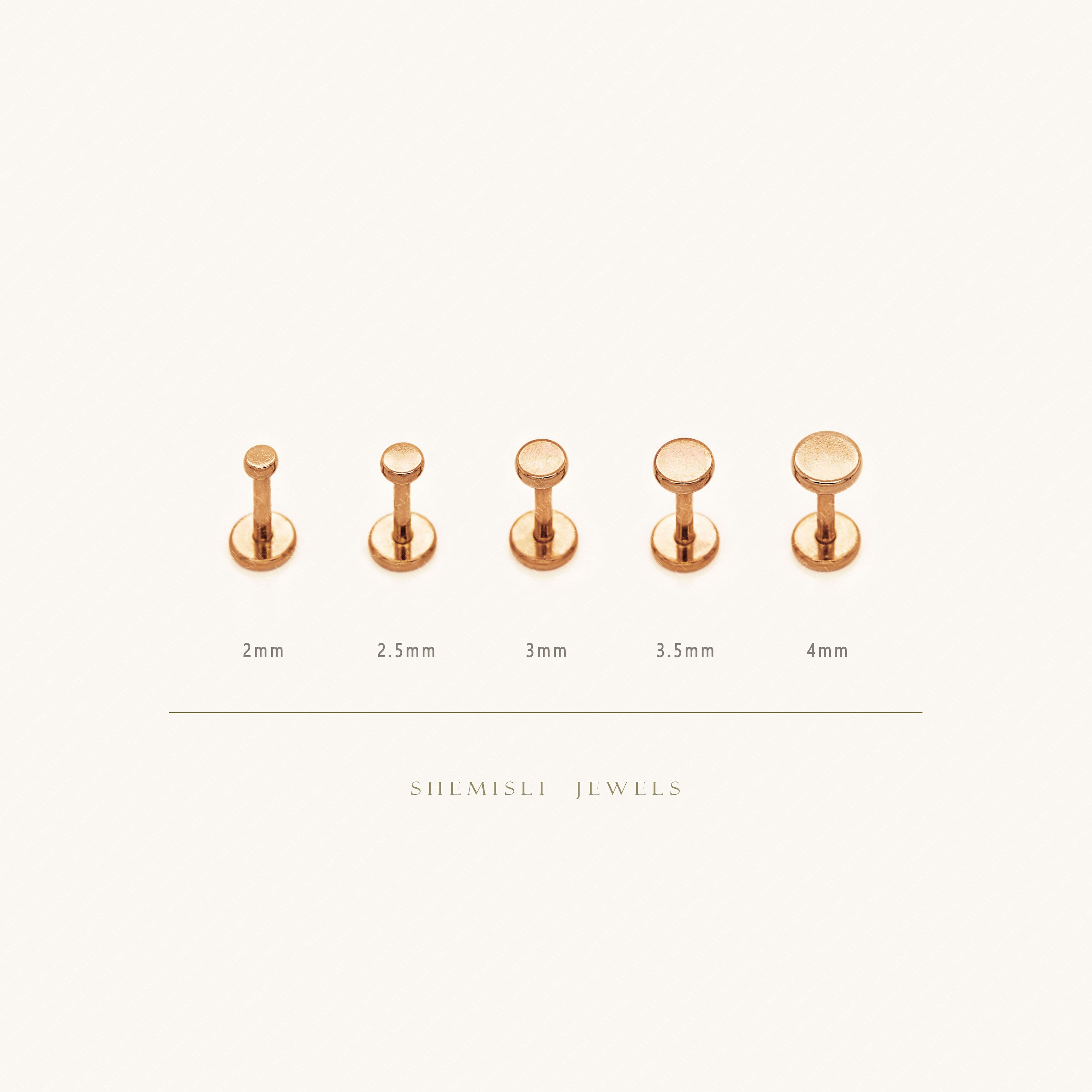 Tiny Disc Rose Threadless Flat Back Earrings, Nose Stud, 20,18,16ga, 5 ...